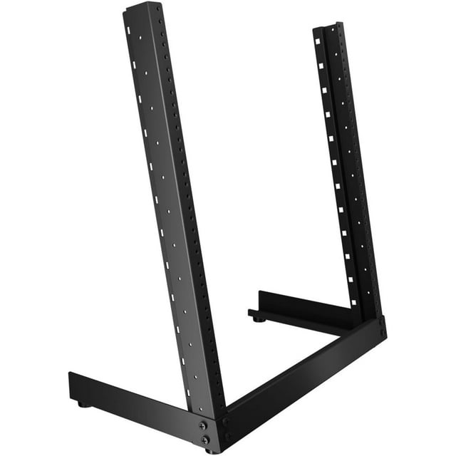 2-Post Open Frame Desk Rack, 12U, 10-32 Threaded, Black, 7.78 lbs, Cold ...