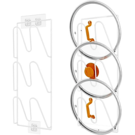 2 Pot Lid Organizer Rack, 6-Tier Pot Holder for Cabinet Door/Wall, No ...