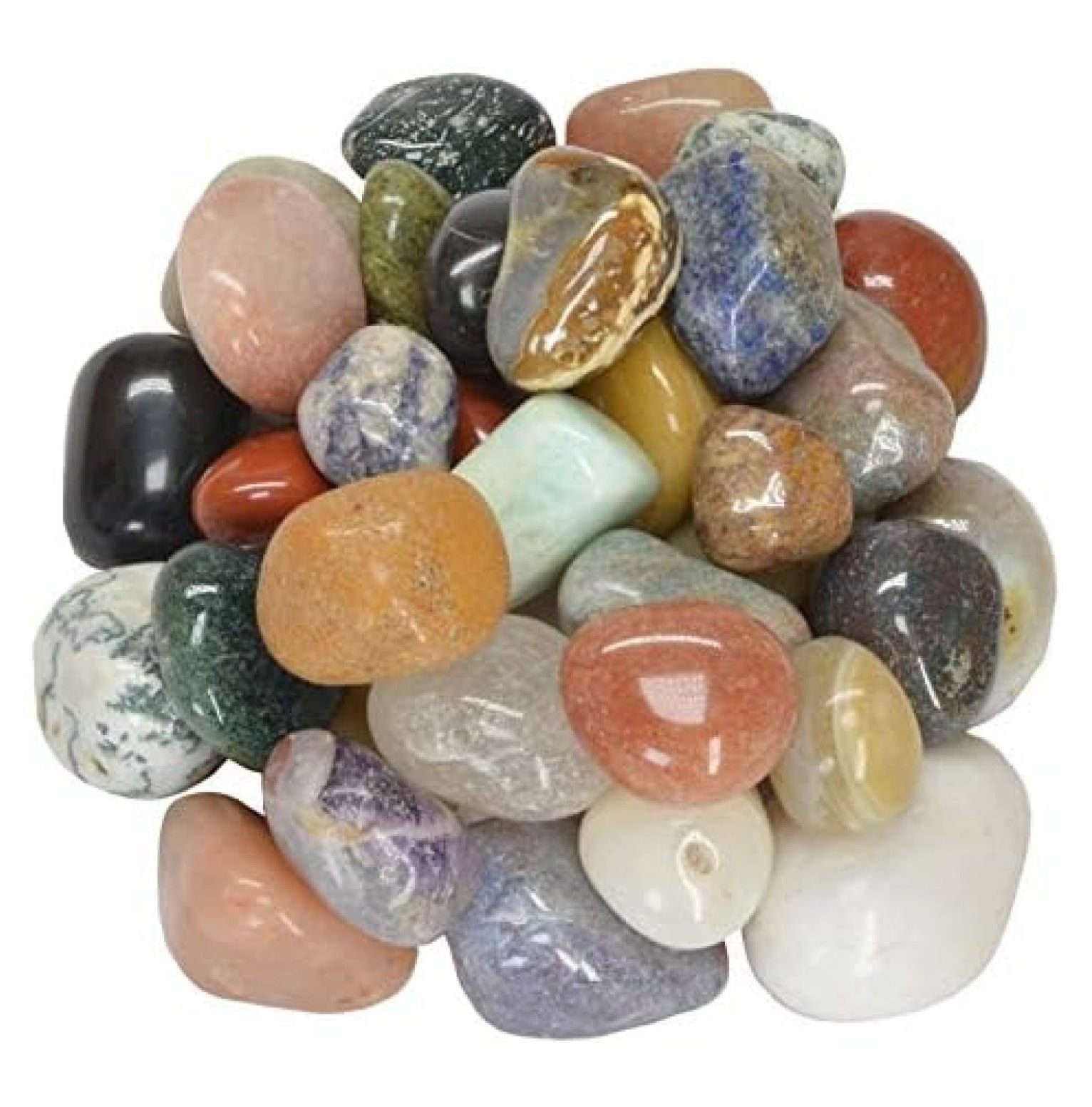 2 Pounds Rare Indian Tumbled Polished Natural Stones Assorted Mix ...