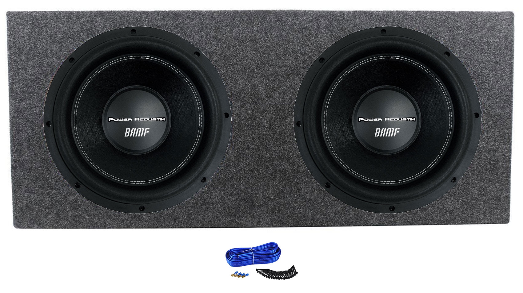 2) Power Acoustik BAMF-122 12" 3500w DVC Car Subwoofers+Sealed Sub Box ...