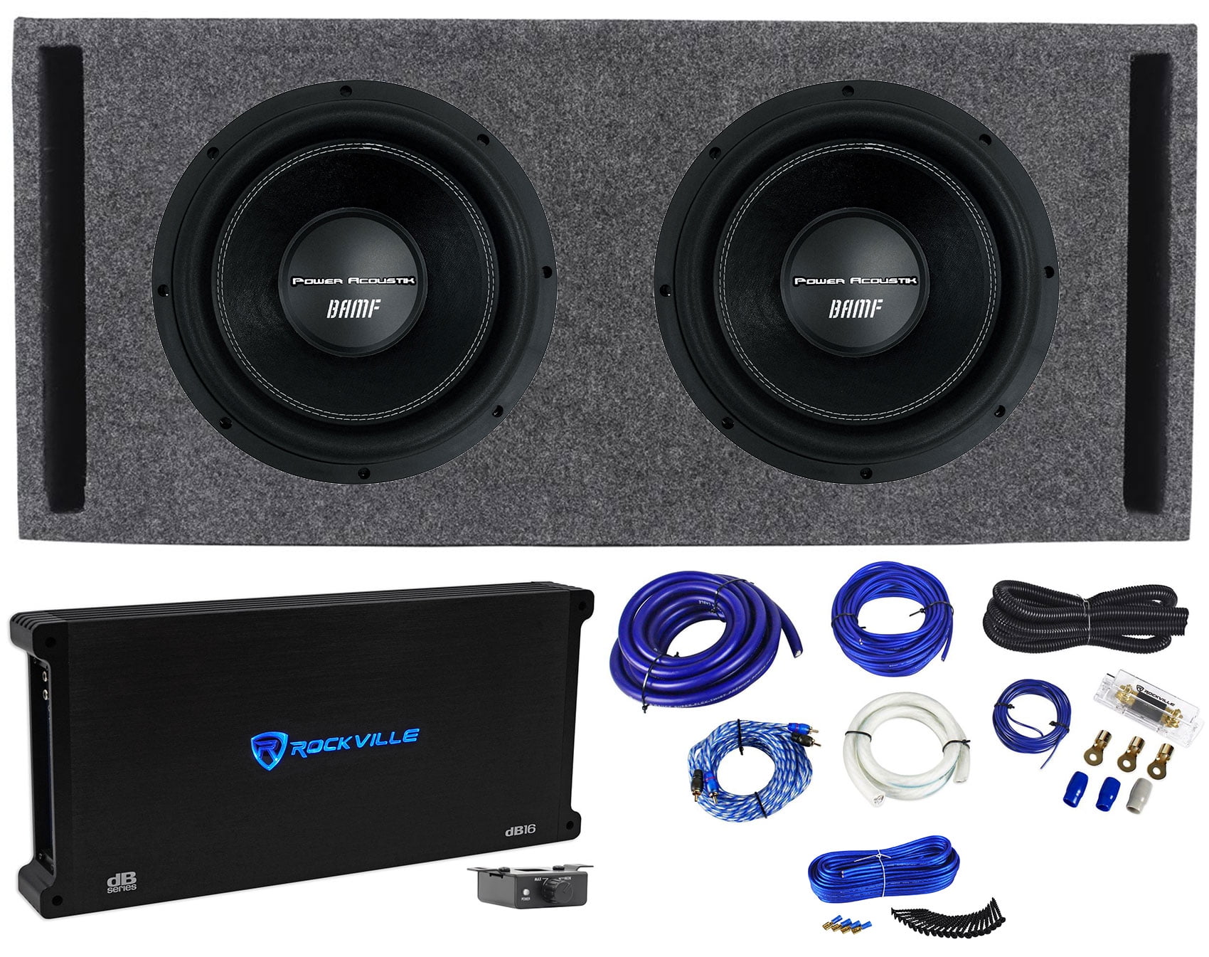 2) Power Acoustik BAMF-122 12" 3500w Subwoofers+Vented Sub Box ...