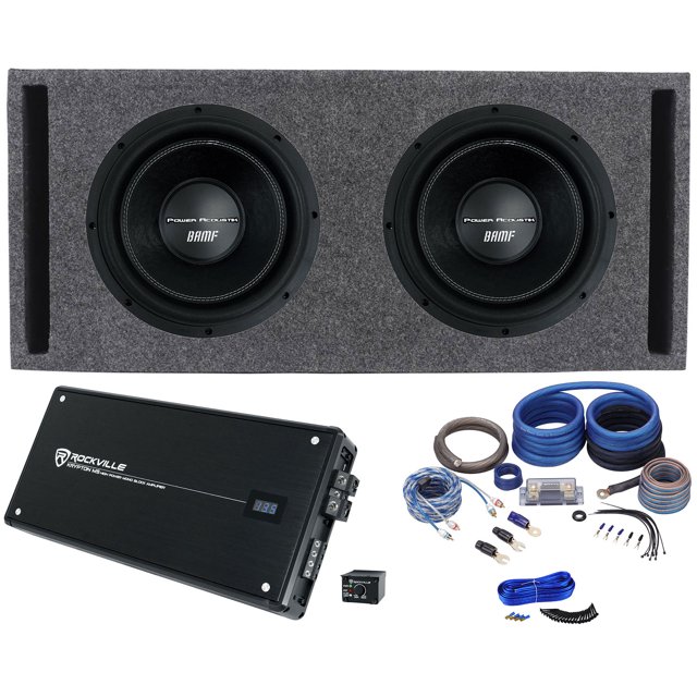 2) Power Acoustik BAMF-124 12" 3500w Subwoofers+Vented Sub Box ...
