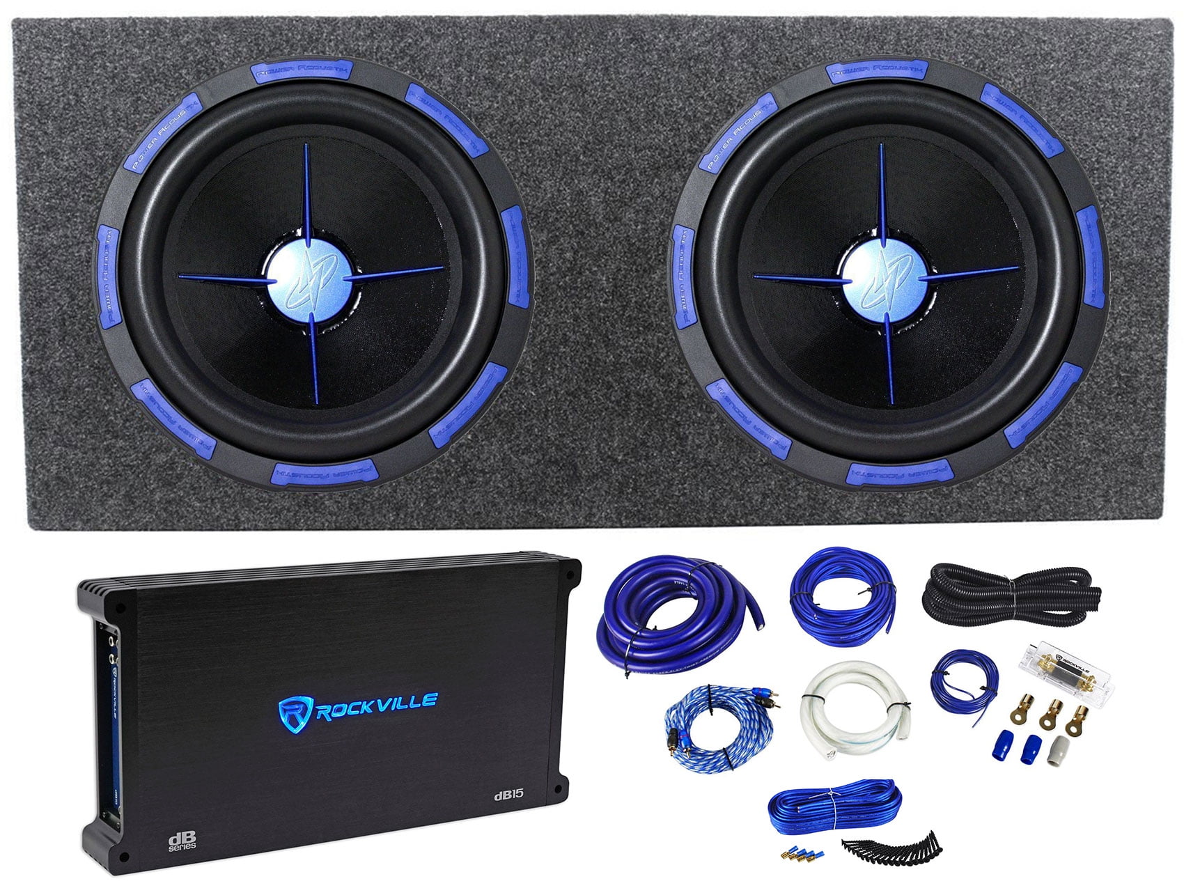 (2) Power Acoustik MOFO-122X 12" 2700w Subwoofers+Sealed Box+Amplifier ...