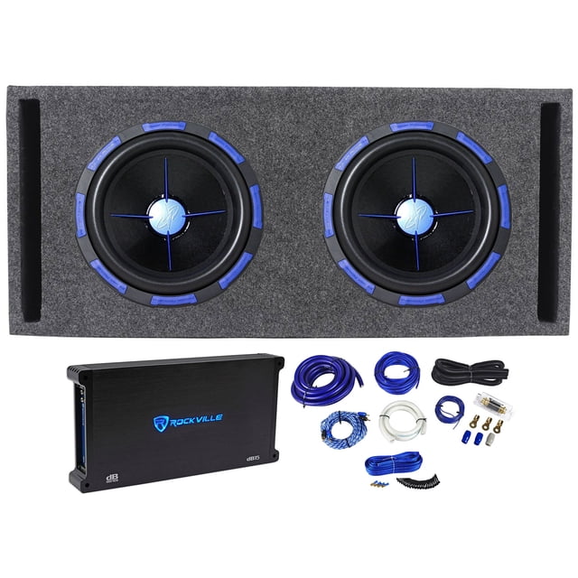 (2) Power Acoustik MOFO-122X 12" 2700w Subwoofers+Vented Box+Amplifier ...