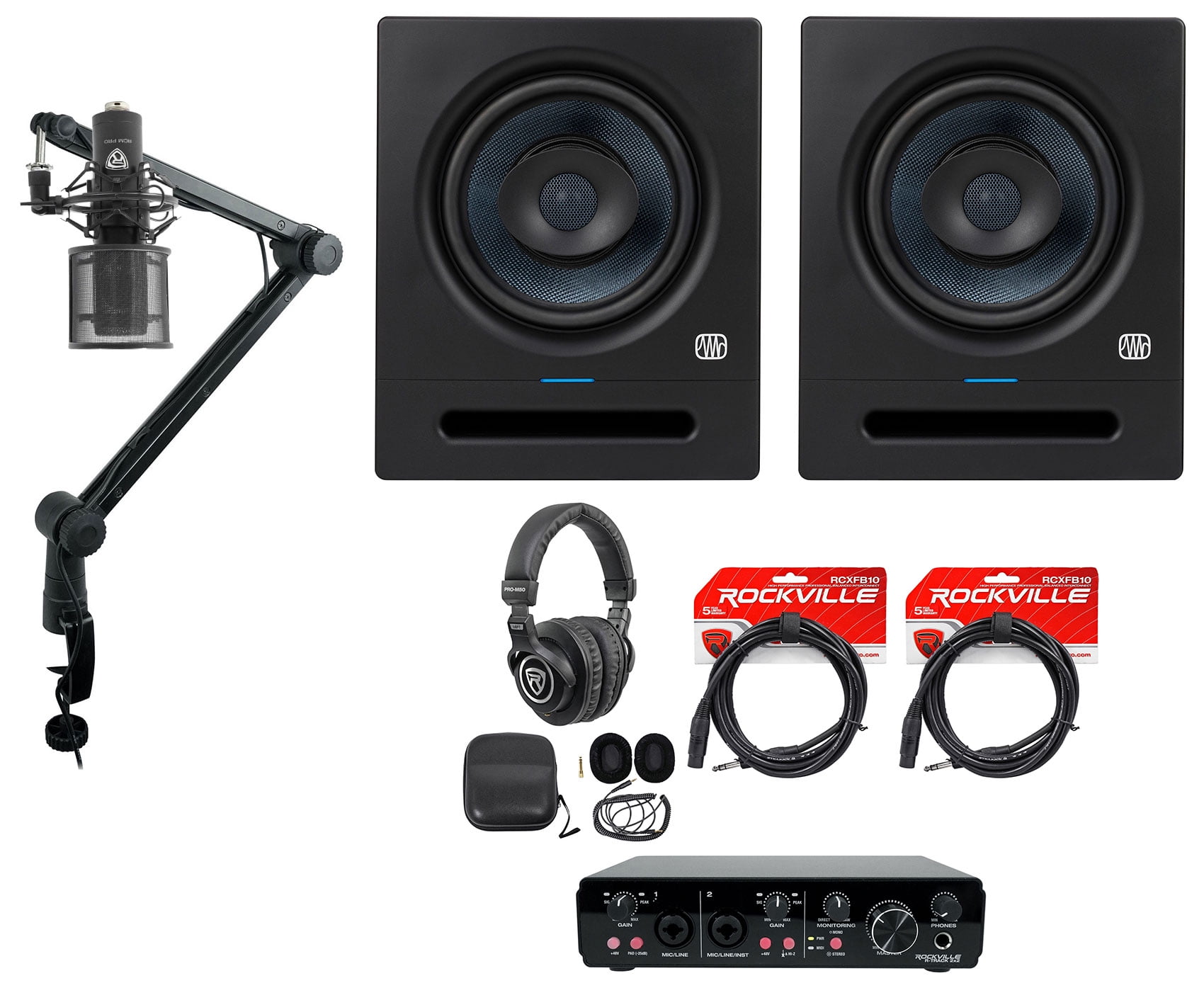 (2) Presonus Eris Pro 8 Powered 8" Studio Monitors+Interface+Mic ...