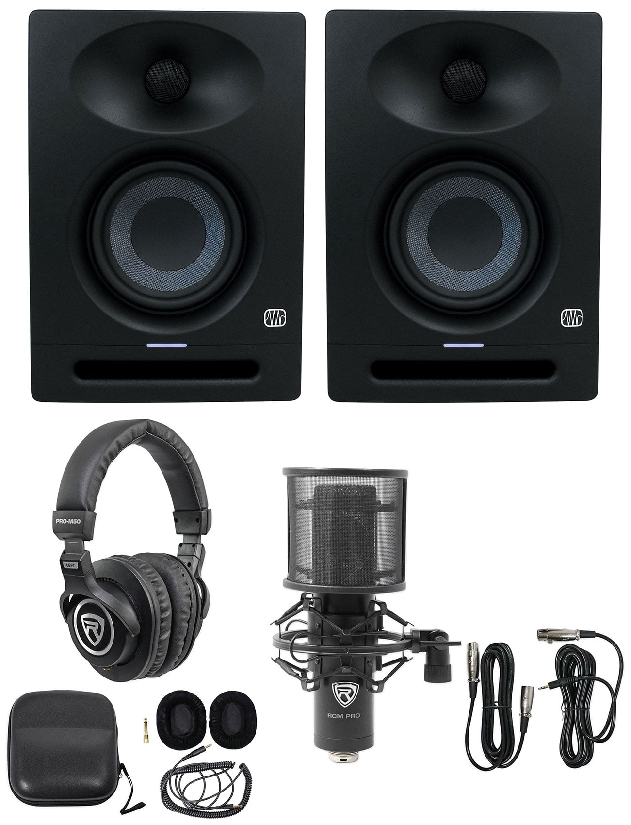 (2) Presonus Eris Studio 4 Powered Active 4" Studio Monitors + Mic ...