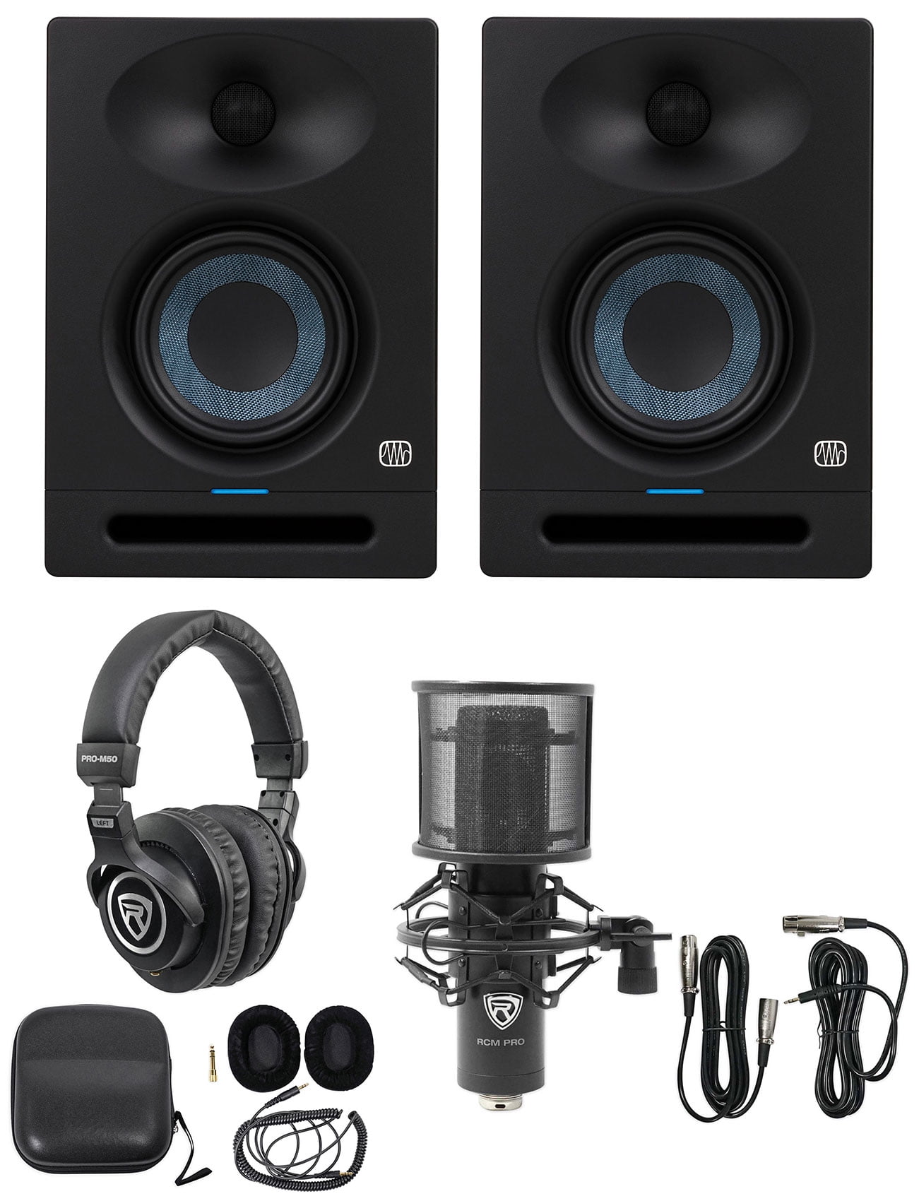 (2) Presonus Eris Studio 5 Powered Active 5" Studio Monitors + Mic ...