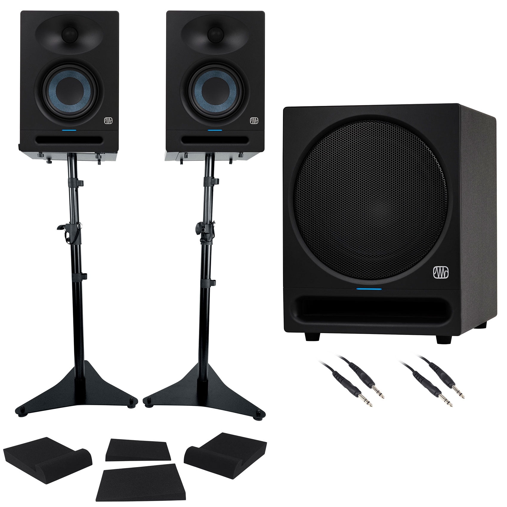2) Presonus Eris Studio 5 Powered Active 5" Studio Monitors+Stands+10 ...