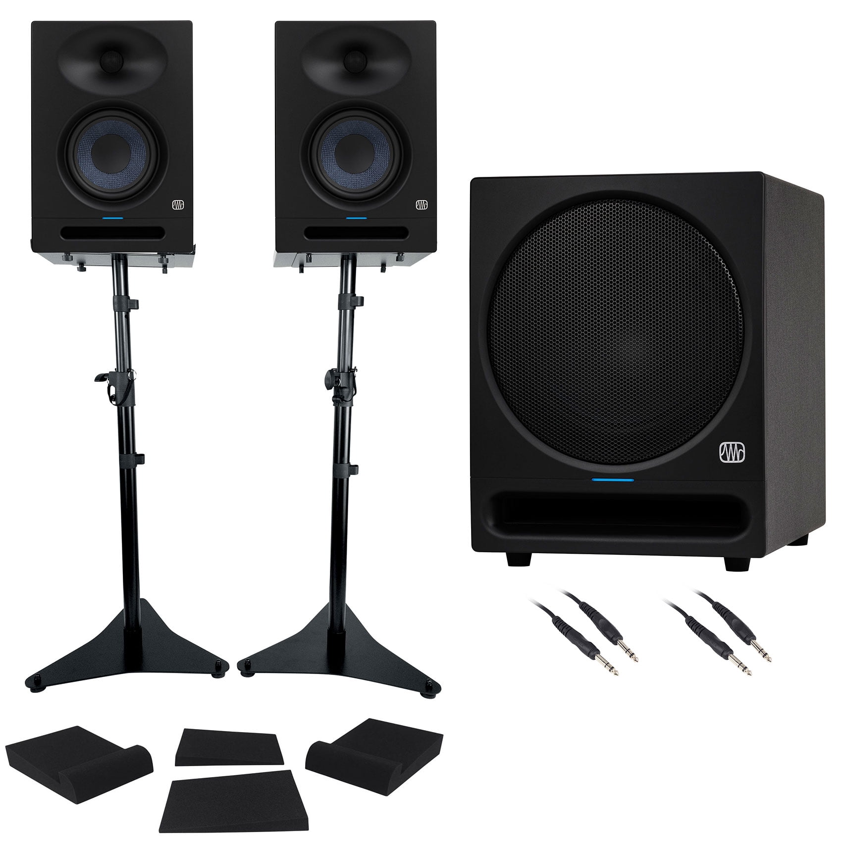 2) Presonus Eris Studio 8 Powered Active 8" Studio Monitors+Stands+10 ...