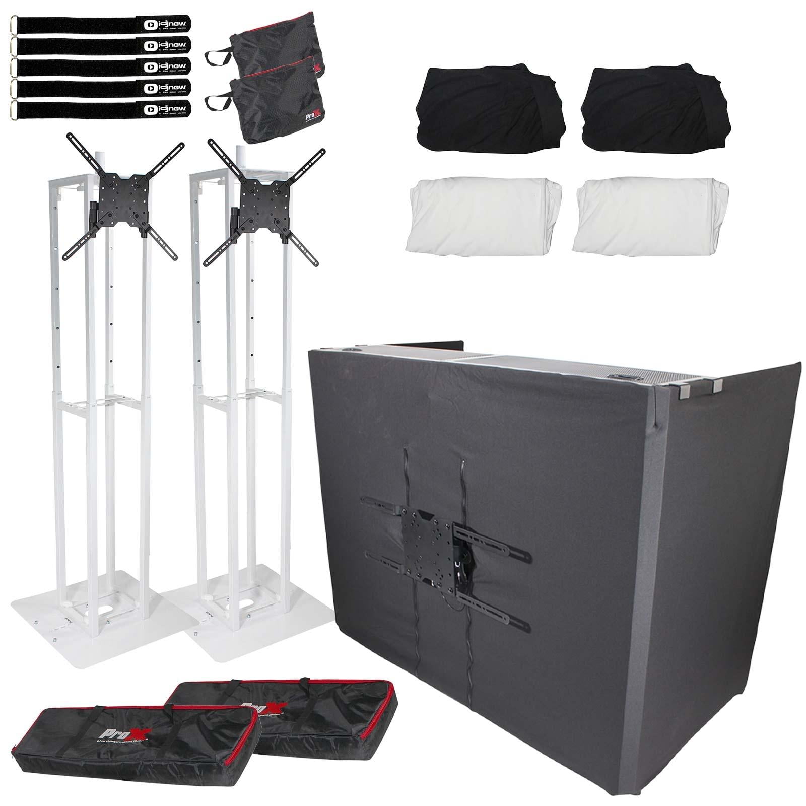 (2) ProX Flex Totem TV White Folding Steel Adjustable Stage Podium ...