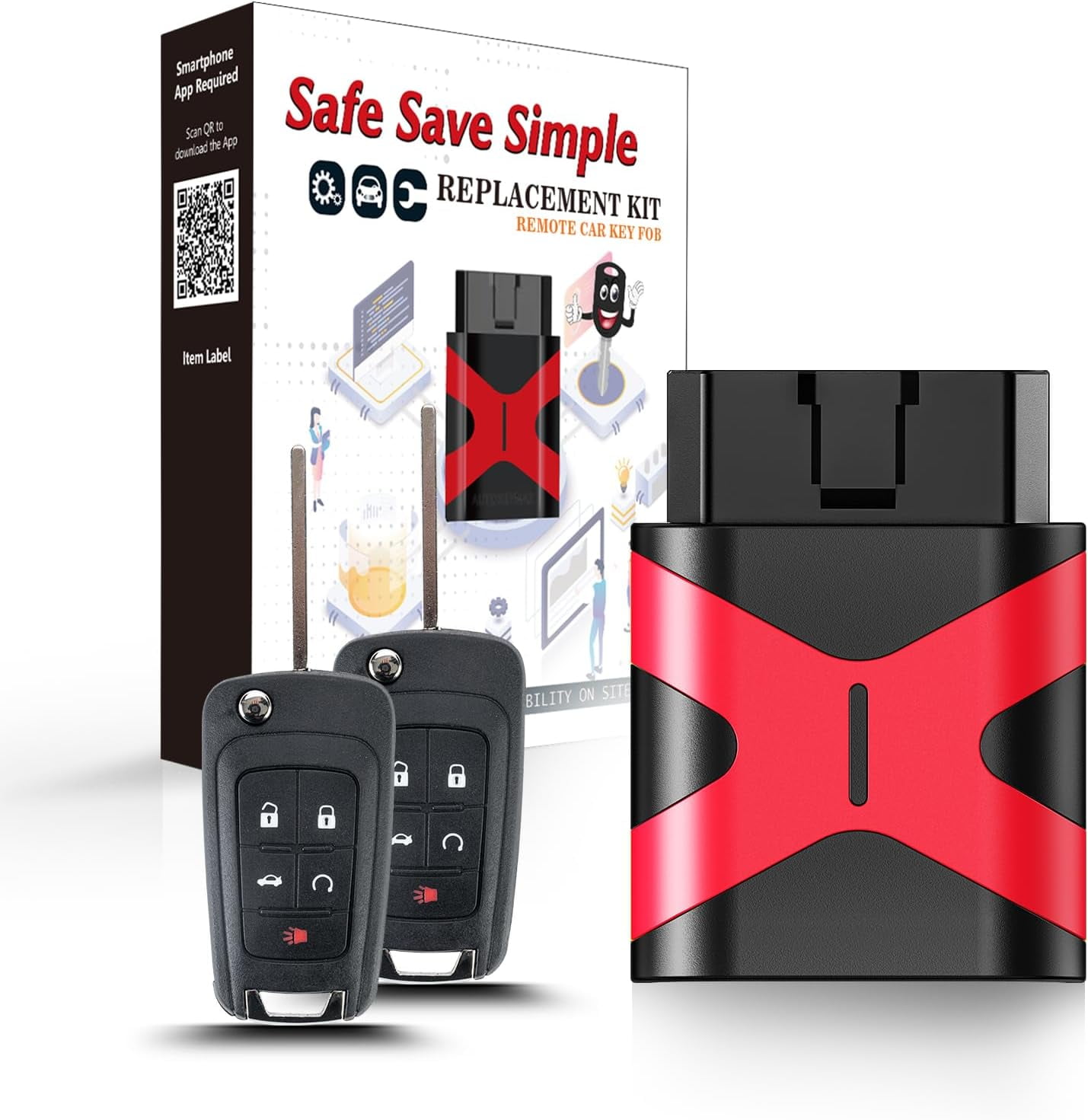 2 Programmable Keyfob Scanner Tool, Replacement Car Keys Fob and DIY ...