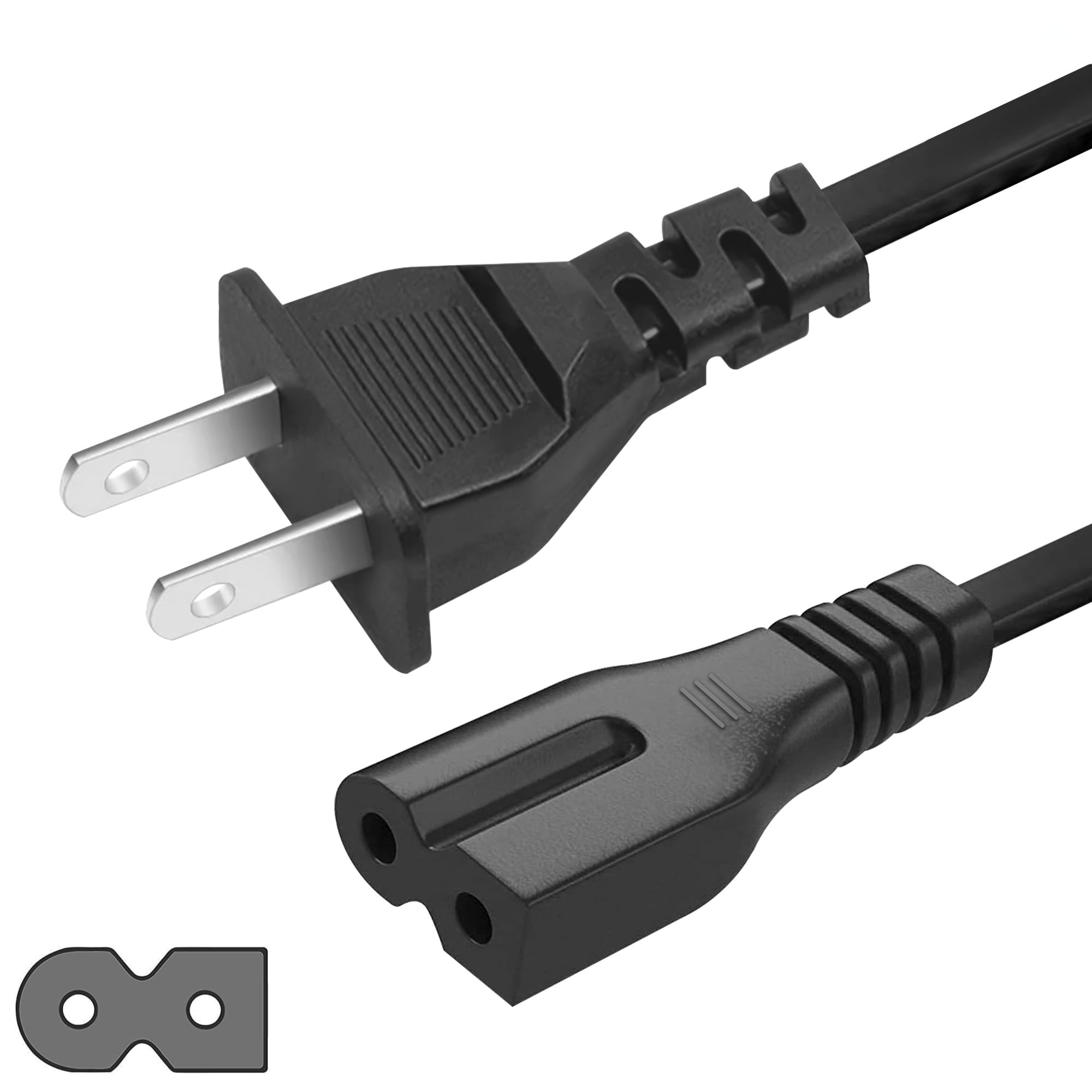 2 Prong AC Polarized Power Cord Cable 5ft Connector for Vizio D-E-M ...