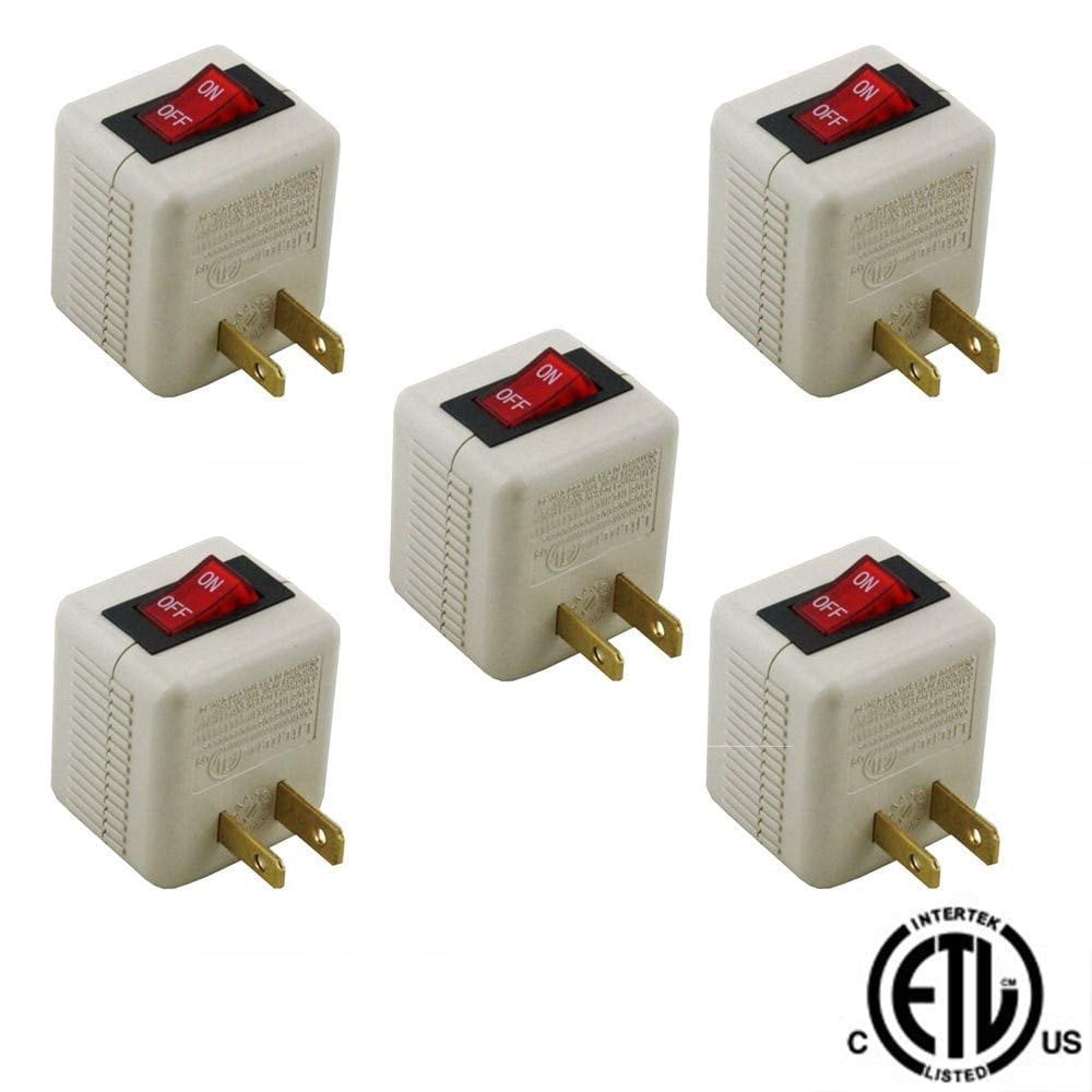 2 Prong AC Power Wall Plug On/Off Switch Tap Adapter ETL Certified Pack ...