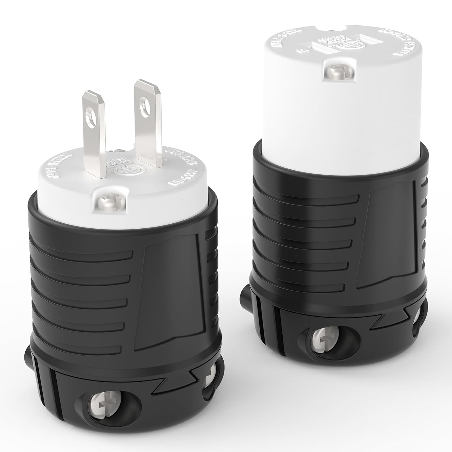 2 Prong Extension Cord Ends Male and Female, 15A, 125 V, NEMA 1-15P ...