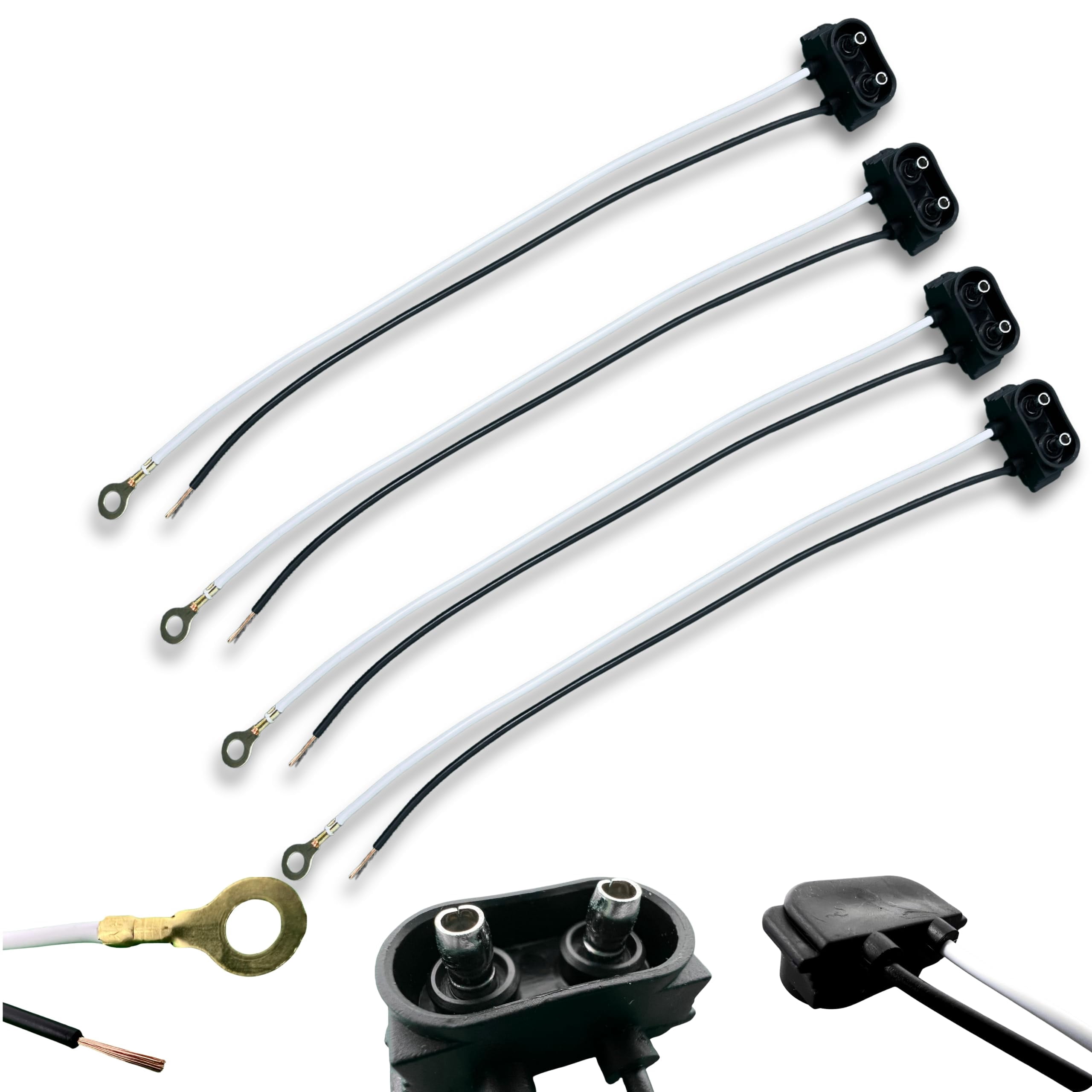 2 Prong Male Plugs Two Wire Pigtail Side Marker Lights 8.5" Long 90 ...