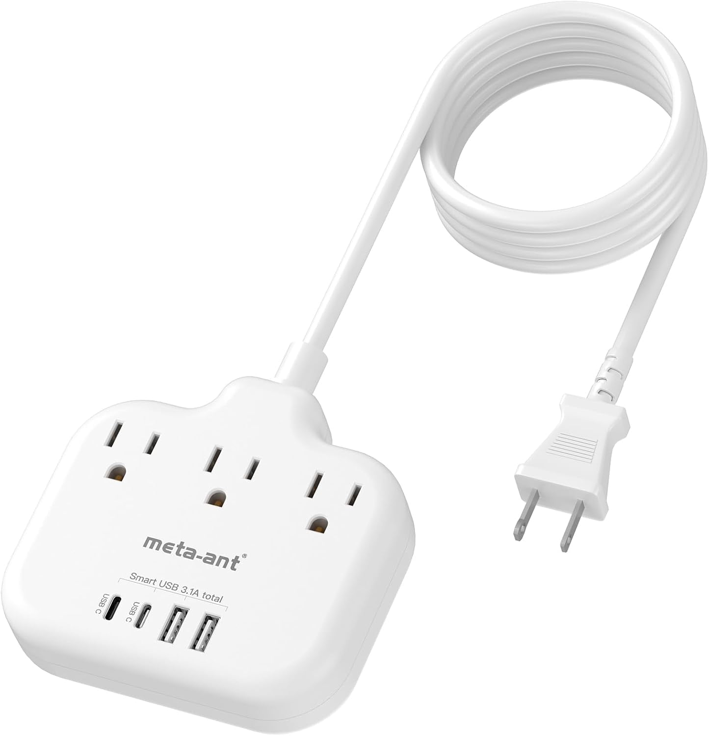 2 Prong Power Strip 10FT Extension Cord, 3 Prong to 2 Prong Outlet ...