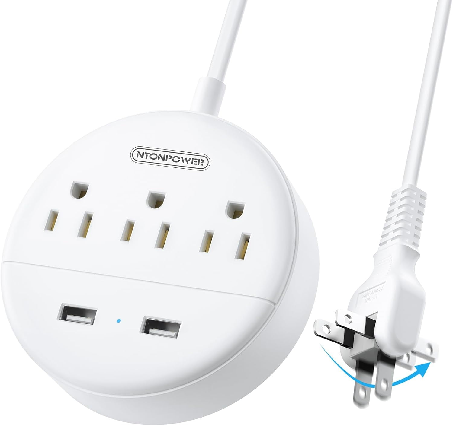 2 Prong Power Strip, 1875W/15A, 180° Rotating Plug, Two Prong Power ...