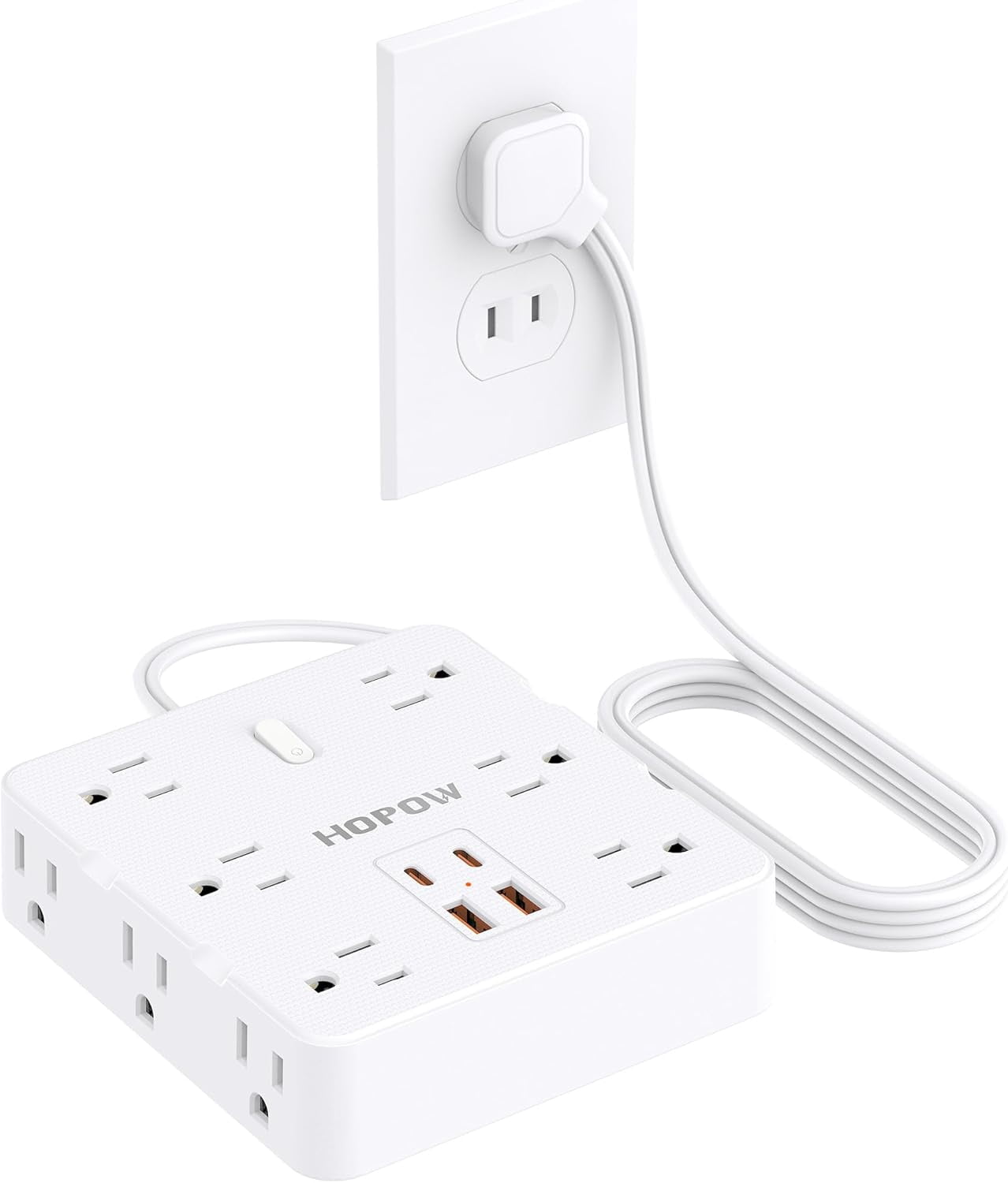 2 Prong Power Strip, 2 Prong to 3 Prong Outlet Adapter with 12 AC & 4 ...