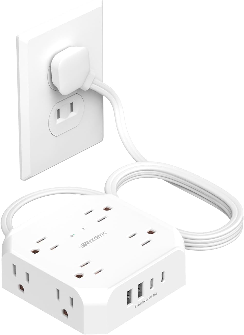 2 Prong Power Strip, to 3 Outlet Adapter, 1400J Two Sur Protector, 5ft ...