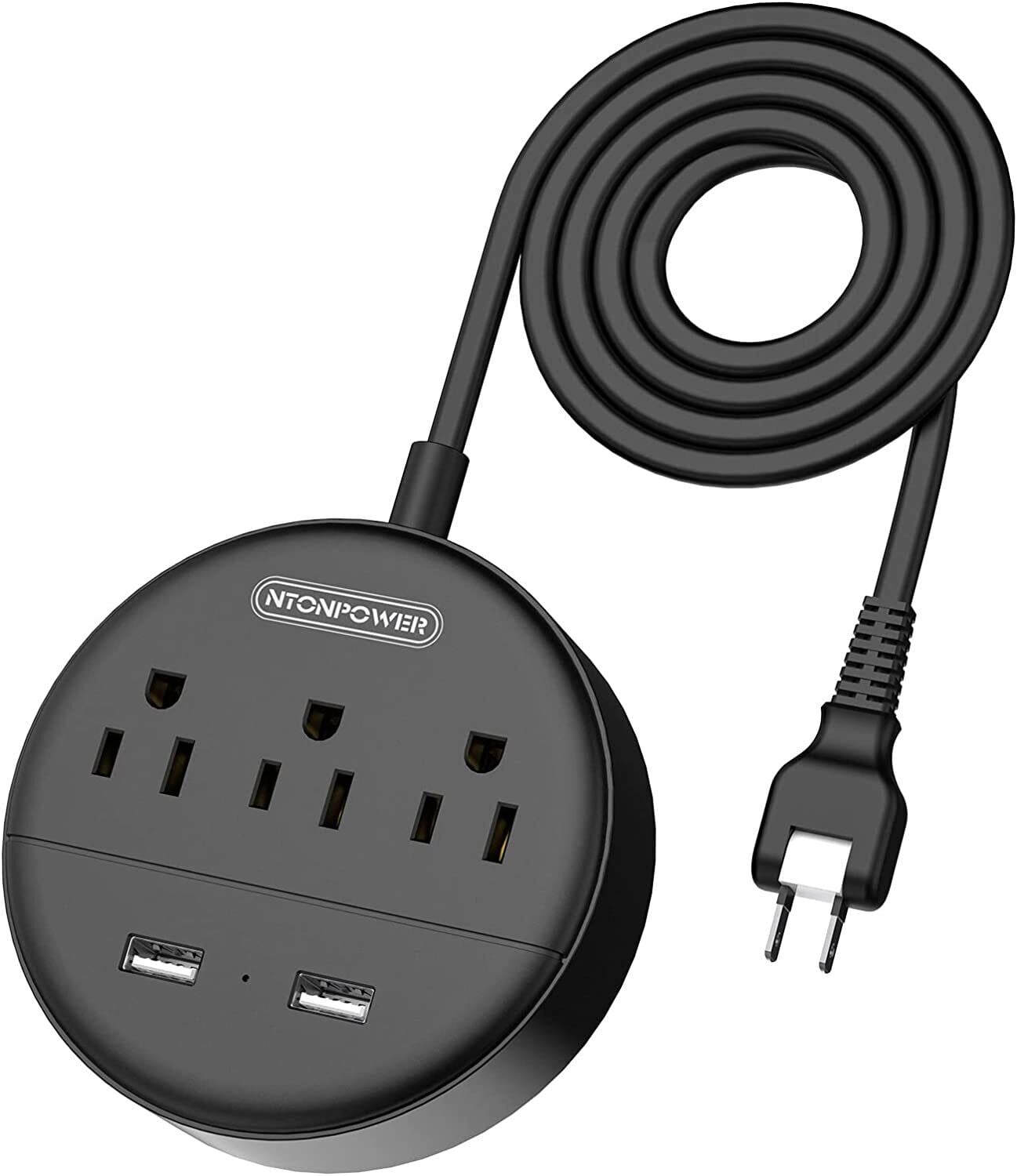 NTONPOWER 2 Prong Power Strip, 10ft Extension Cord, Rotatable Plug, 3AC ...