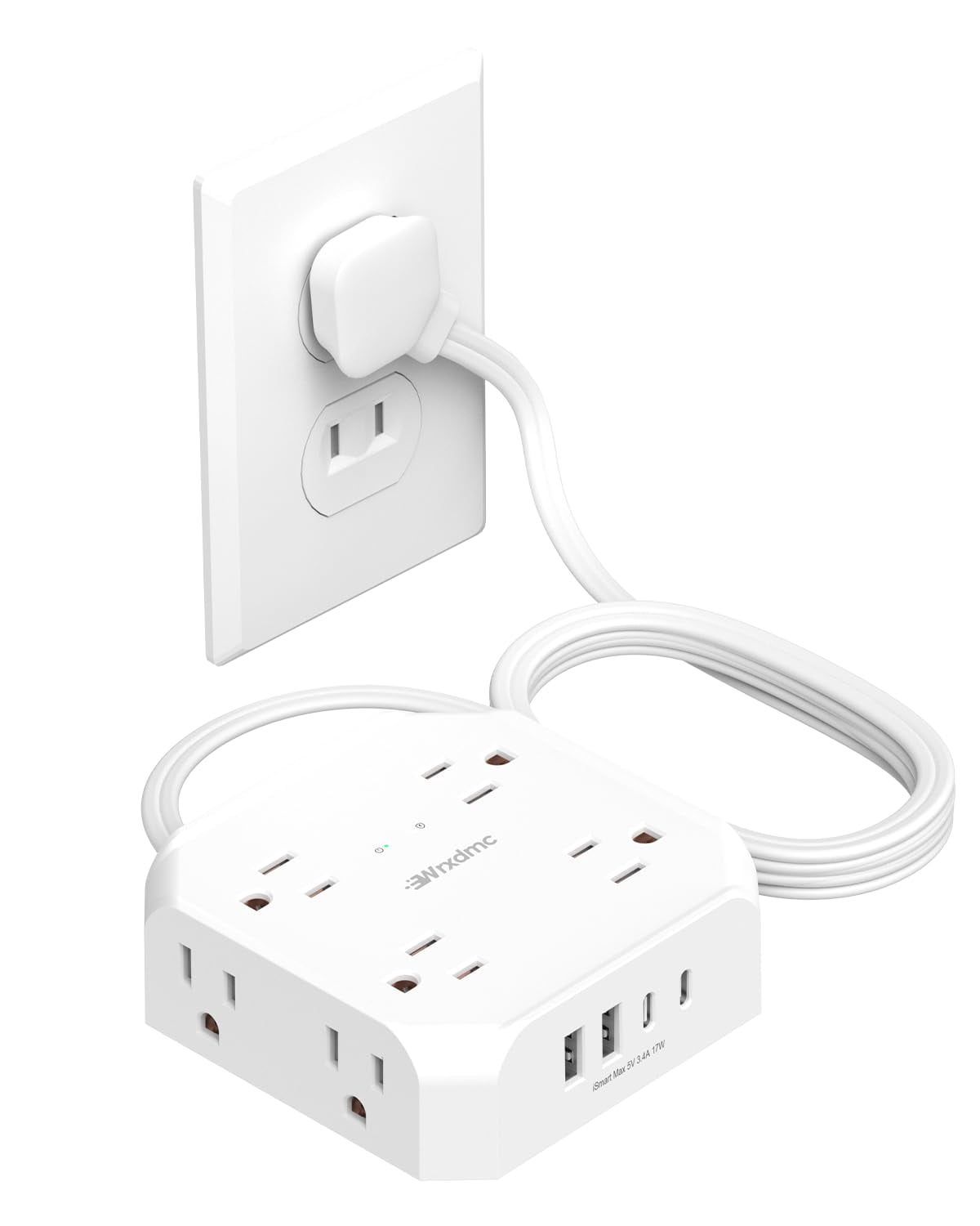 2 Prong Power Strip, WRXDMC 2 Prong to 3 Prong Outlet Adapter, 1400J ...