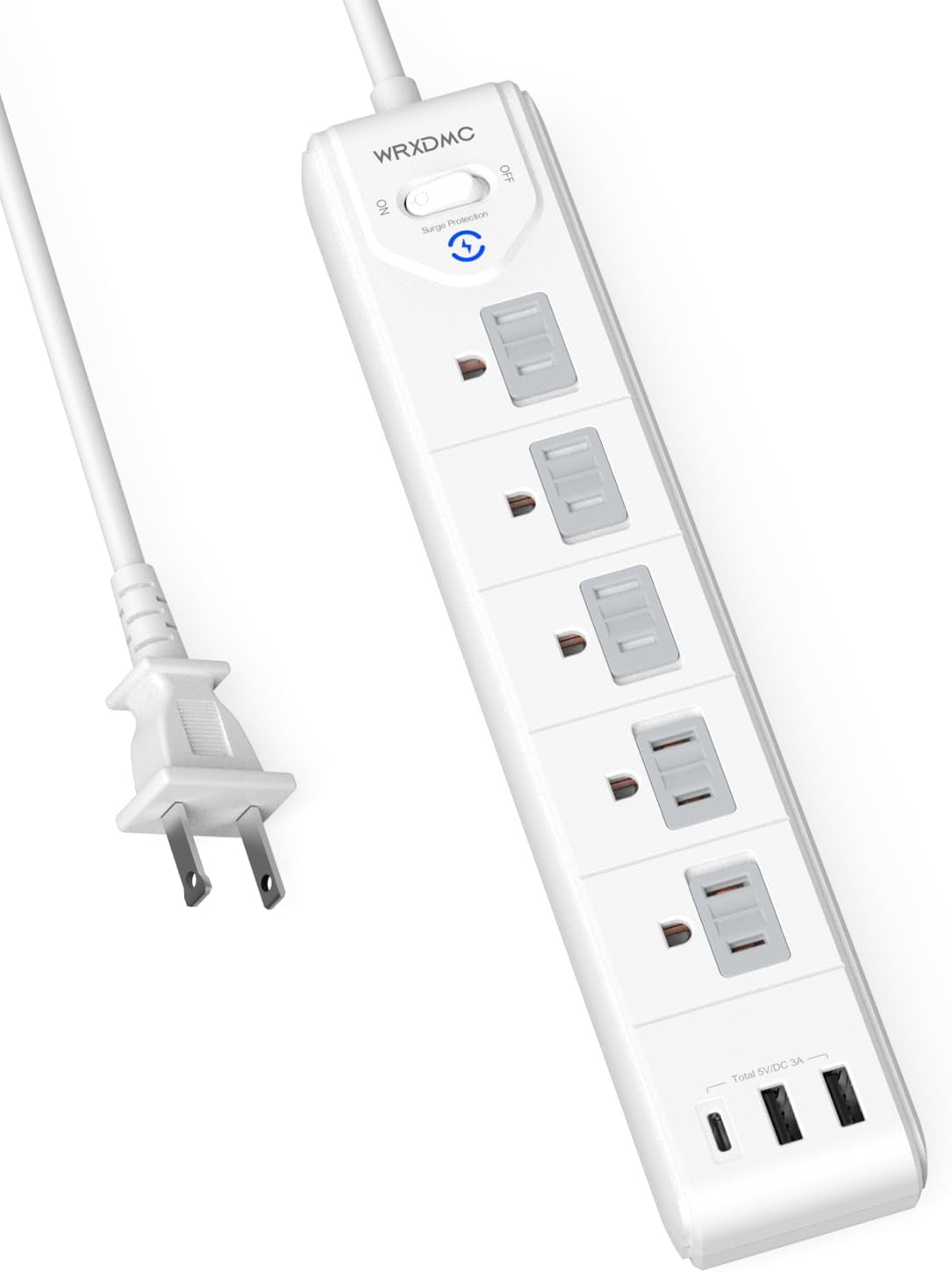 2 Prong Power Strip, WRXDMC 2 Prong to 3 Prong Outlet Adapter, 5ft ...