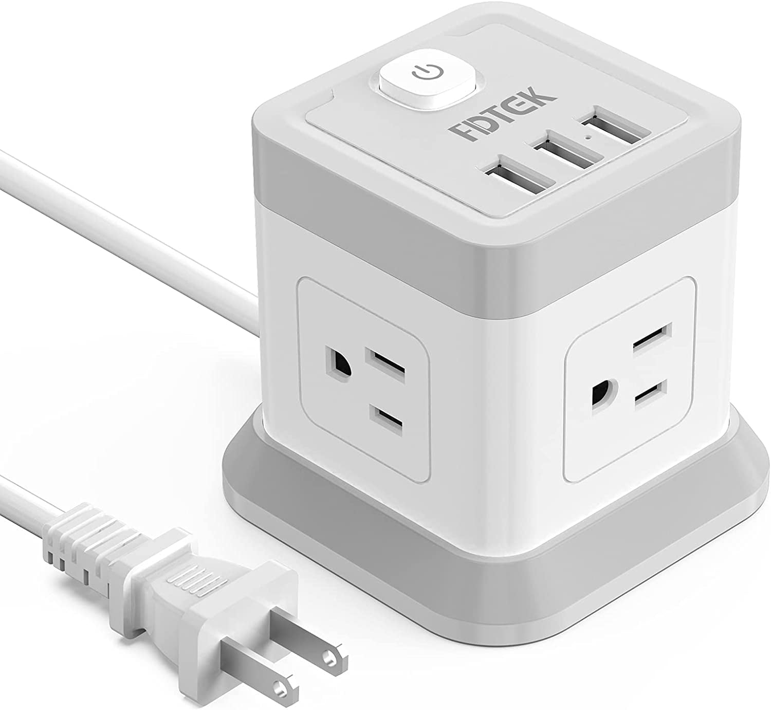 2 Prong Power Strip with USB, Flat Plug Extension Cord with 4 Outlets ...