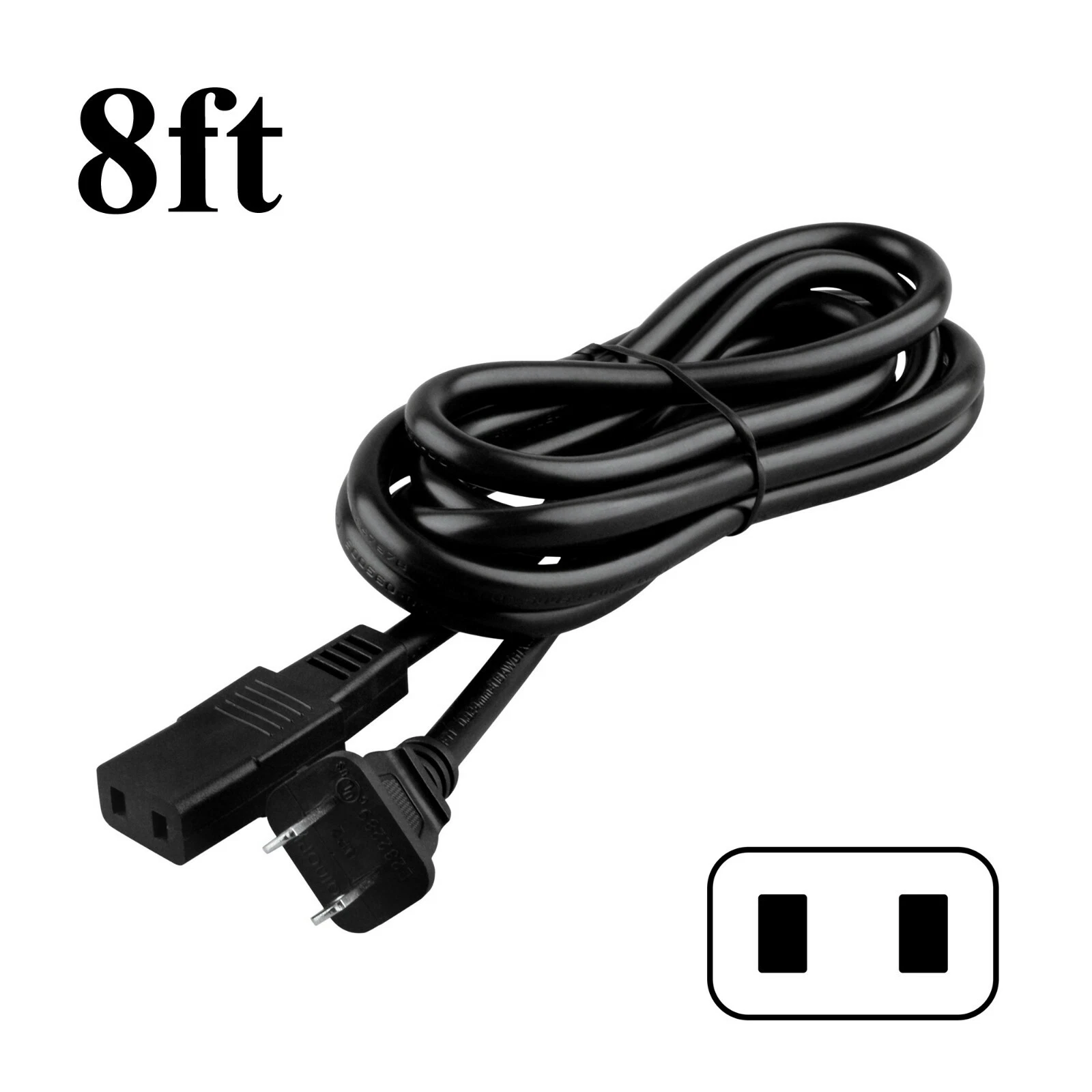 2-Prong Square Ac Power Cord Cable For Roland Ep-50 Jv-80 Juno 106 Hp ...