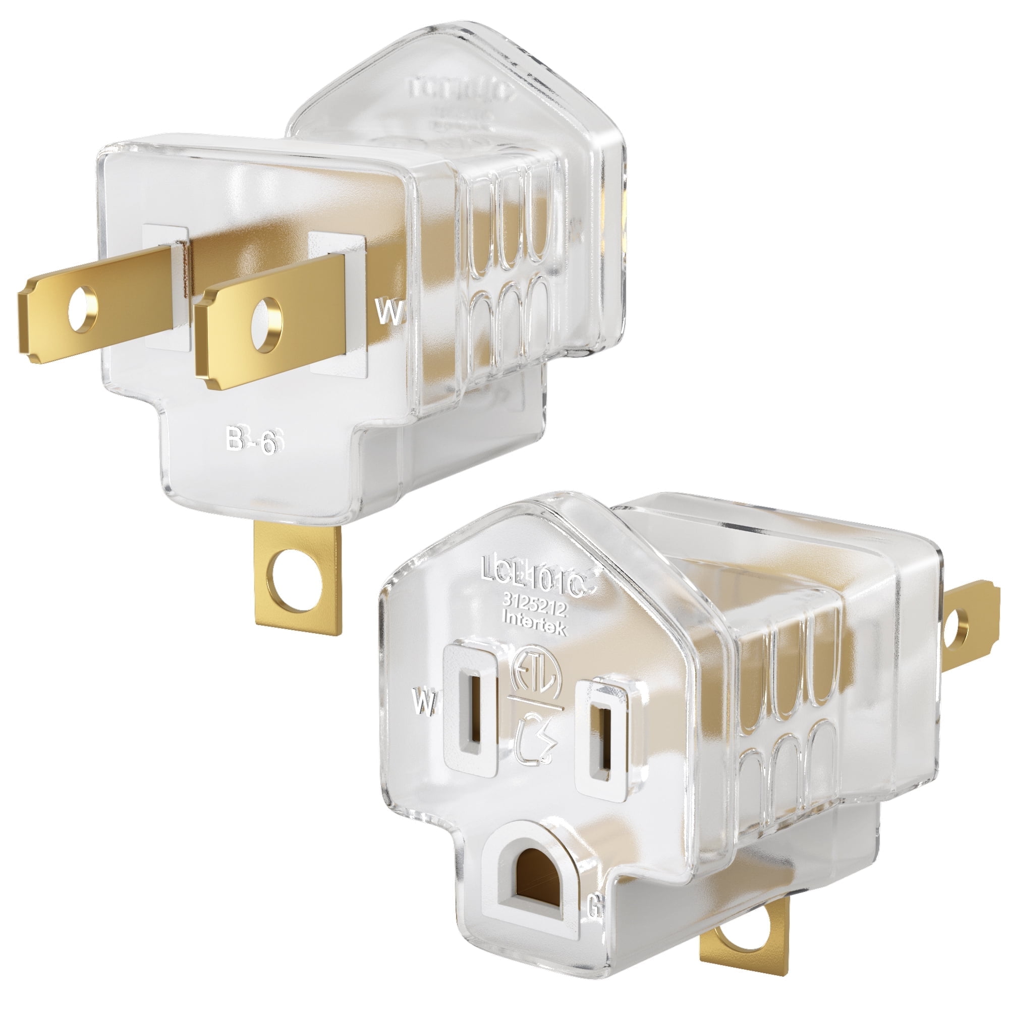 2 Prong To 3 Prong Adapter 2 Pack Turn Any 2 Prong Outlet Into A 3