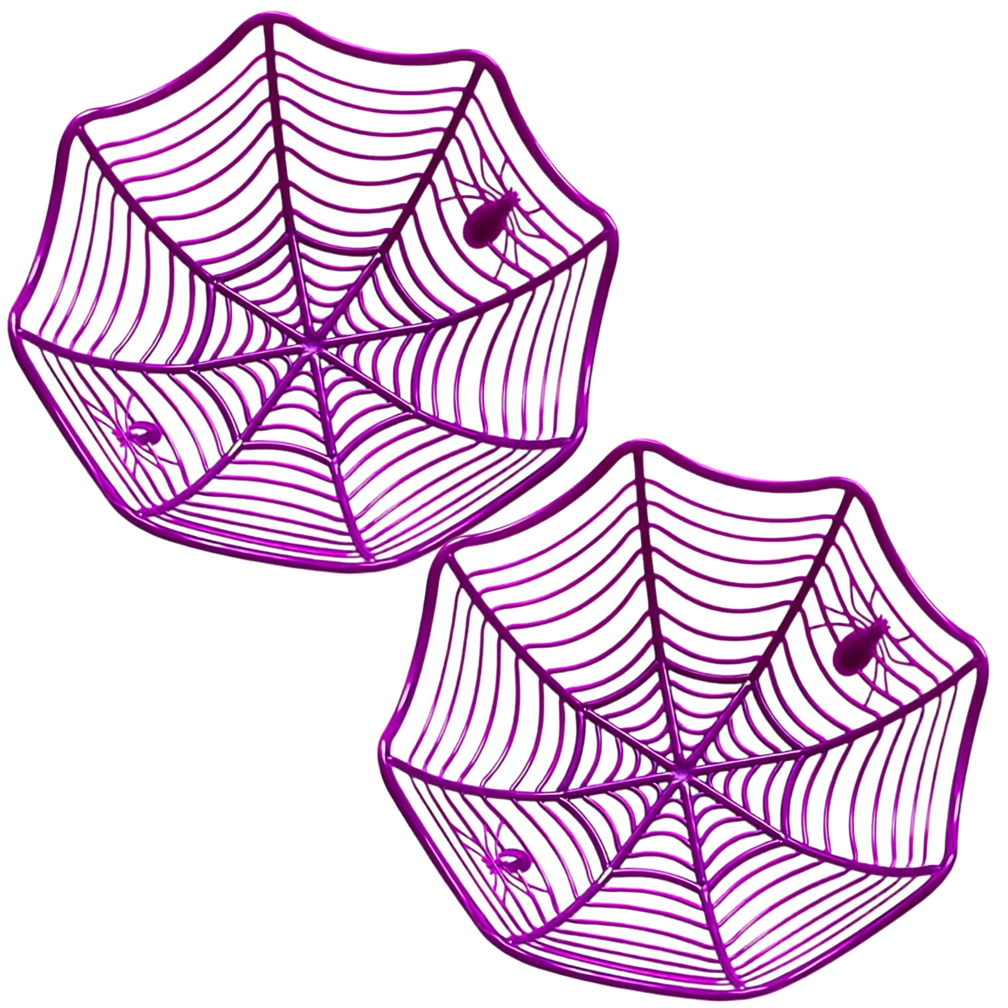 (2) Purple Spider Web Candy Bowl, 10.5 in. Plastic Serving Basket for ...