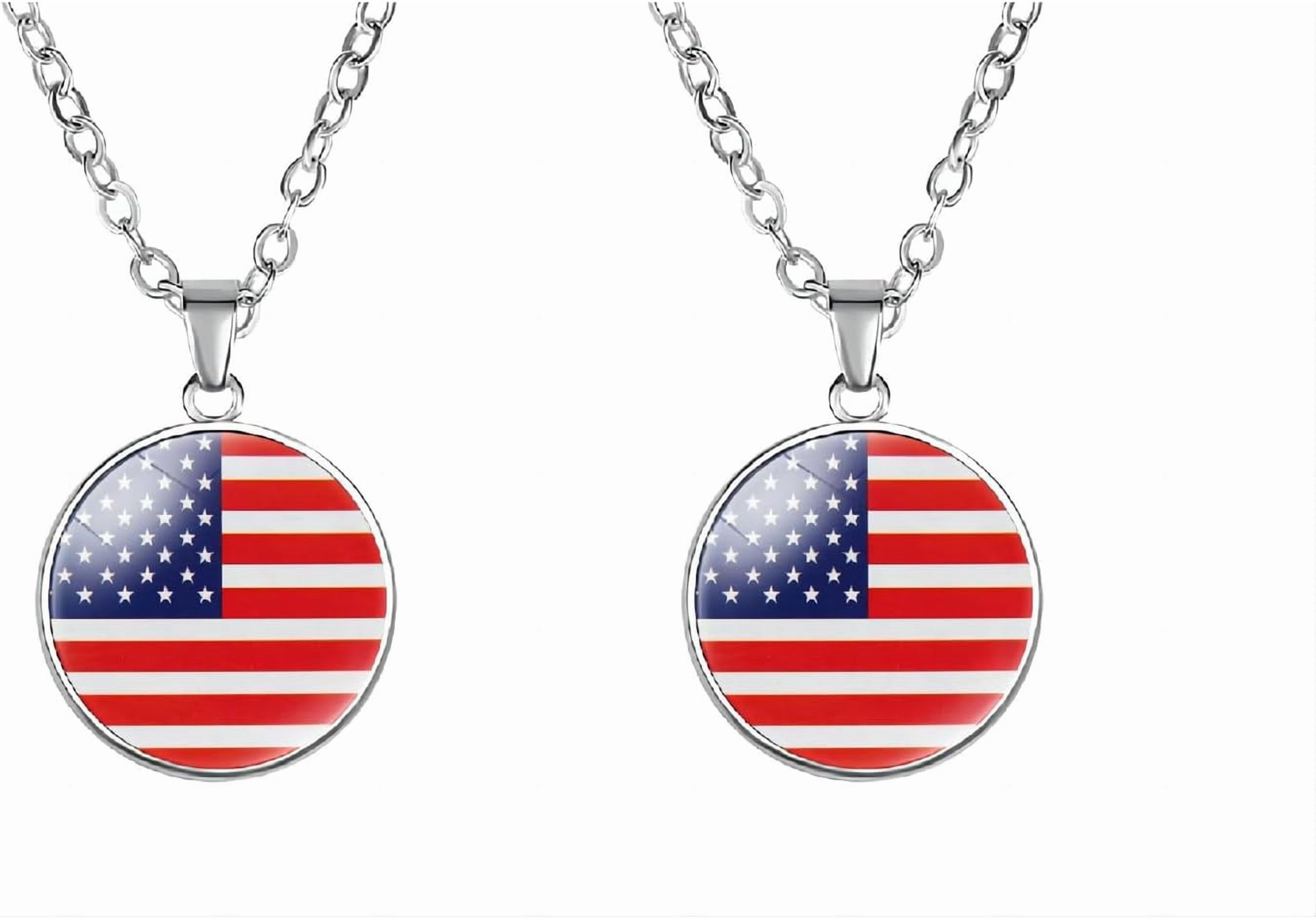 2 Quality American flag necklaces, creative style time gemstone pendant ...