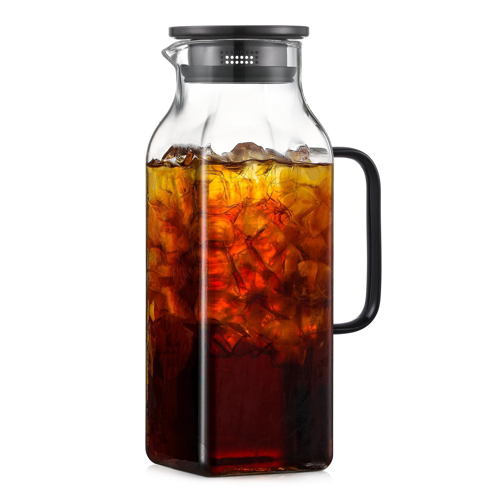 2 Quart (2 Liter 68 oz) Square Glass Pitcher with Lid and Spout,Water ...