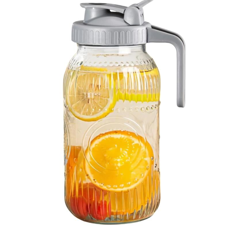 2 Quart Airtight Glass Jug for Water, Juice, Milk, Tea, Iced Coffee and Drinks Drinkware ...
