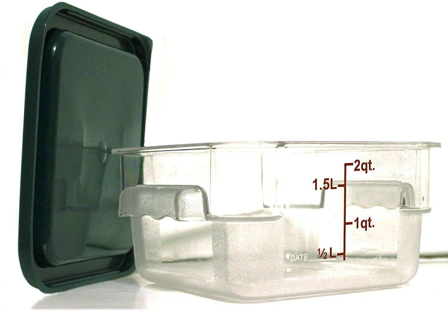 2 Quart Commercial Grade Clear Food Storage Square Polycarbonate ...