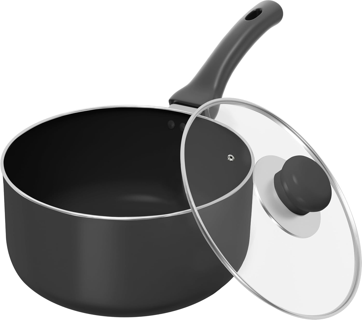 2 Quart Detachable handle Nonstick Saucepan with Glass Lid ...