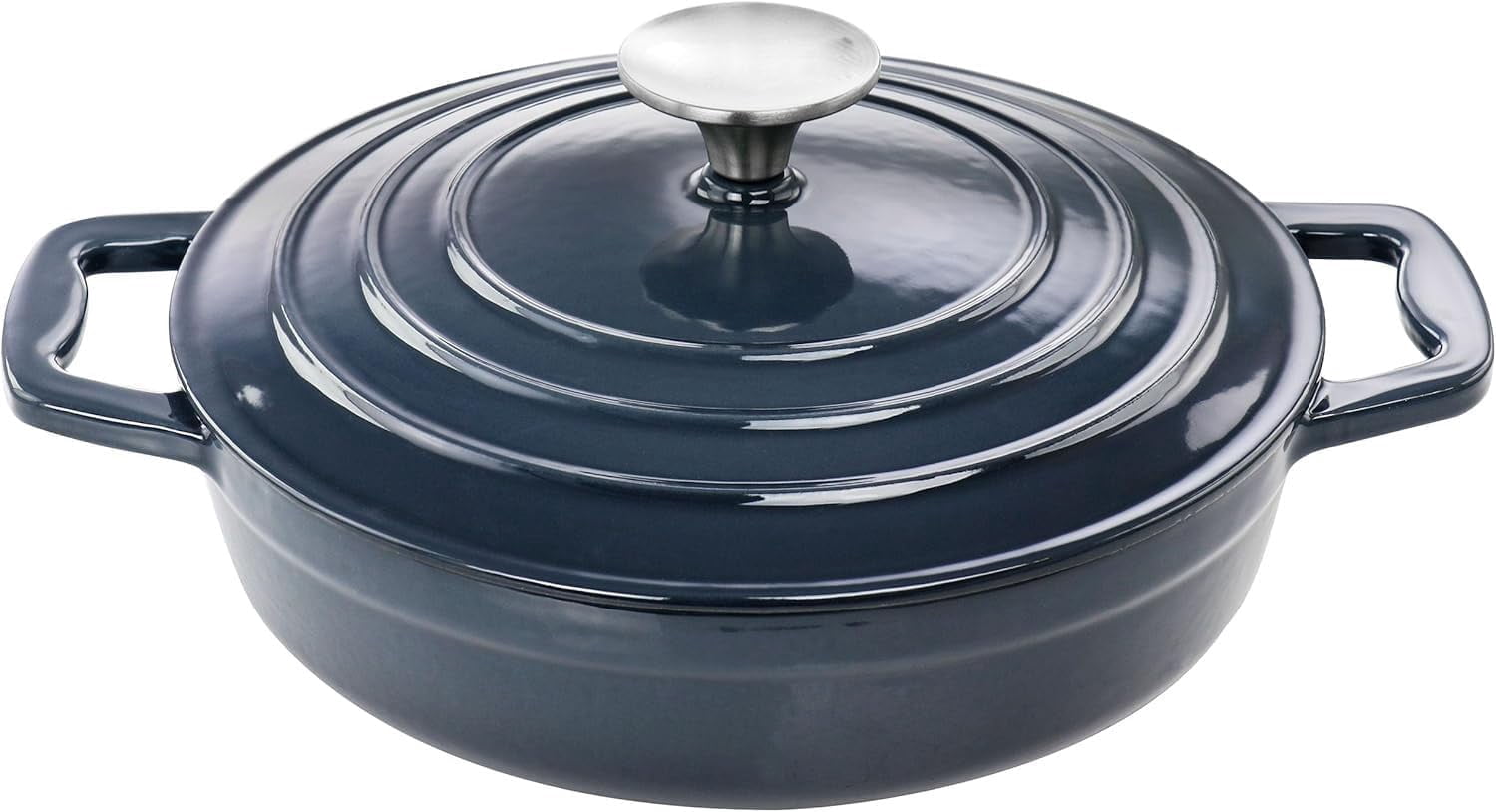 2 Quart Enameled Cast Iron Braiser Pan, Round Nonstick Braising Pot ...