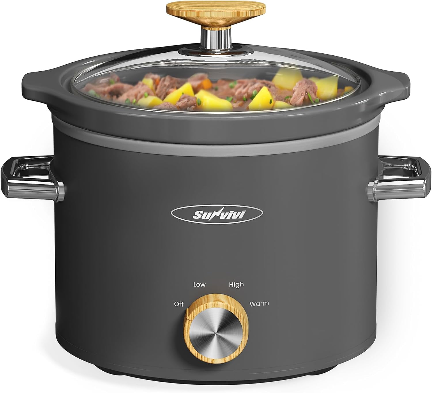 2 Quart Slow Cooker, Small Slow Cooker with Removable Ceramic Pot, Slow ...