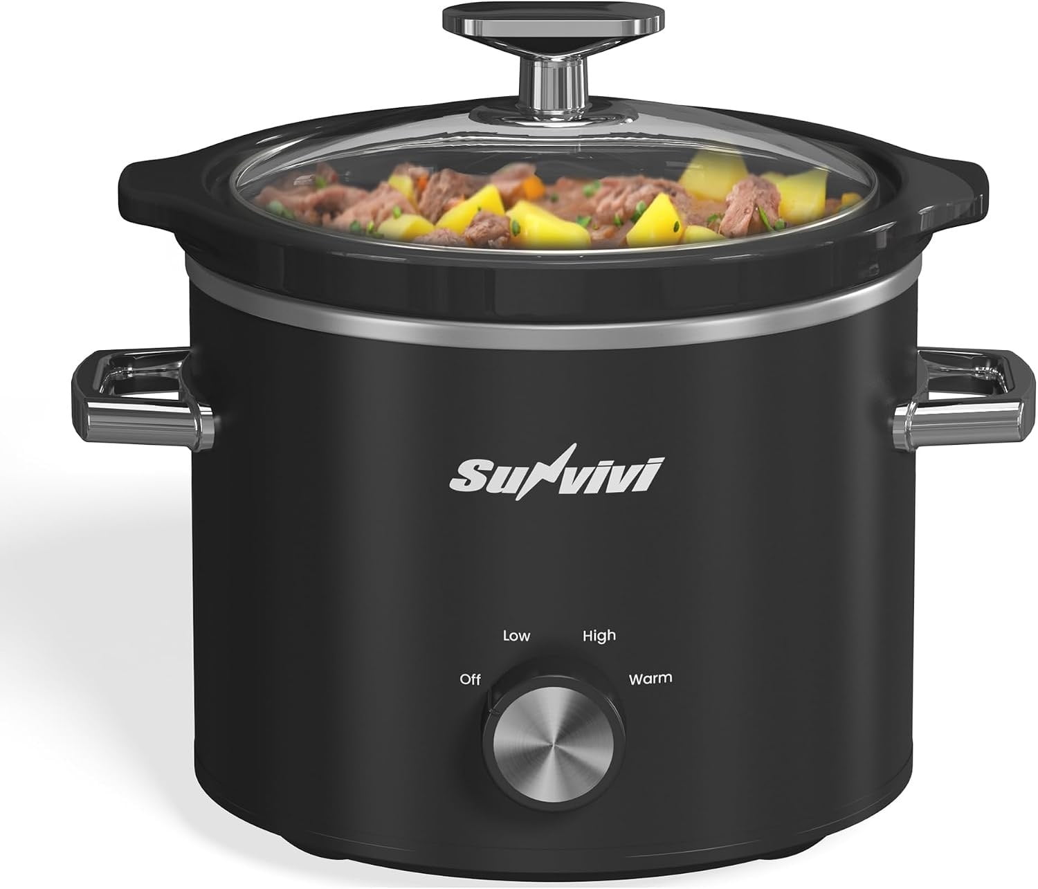 2 Quart Slow Cooker with Removable Ceramic Pot, 3 Heating Settings ...