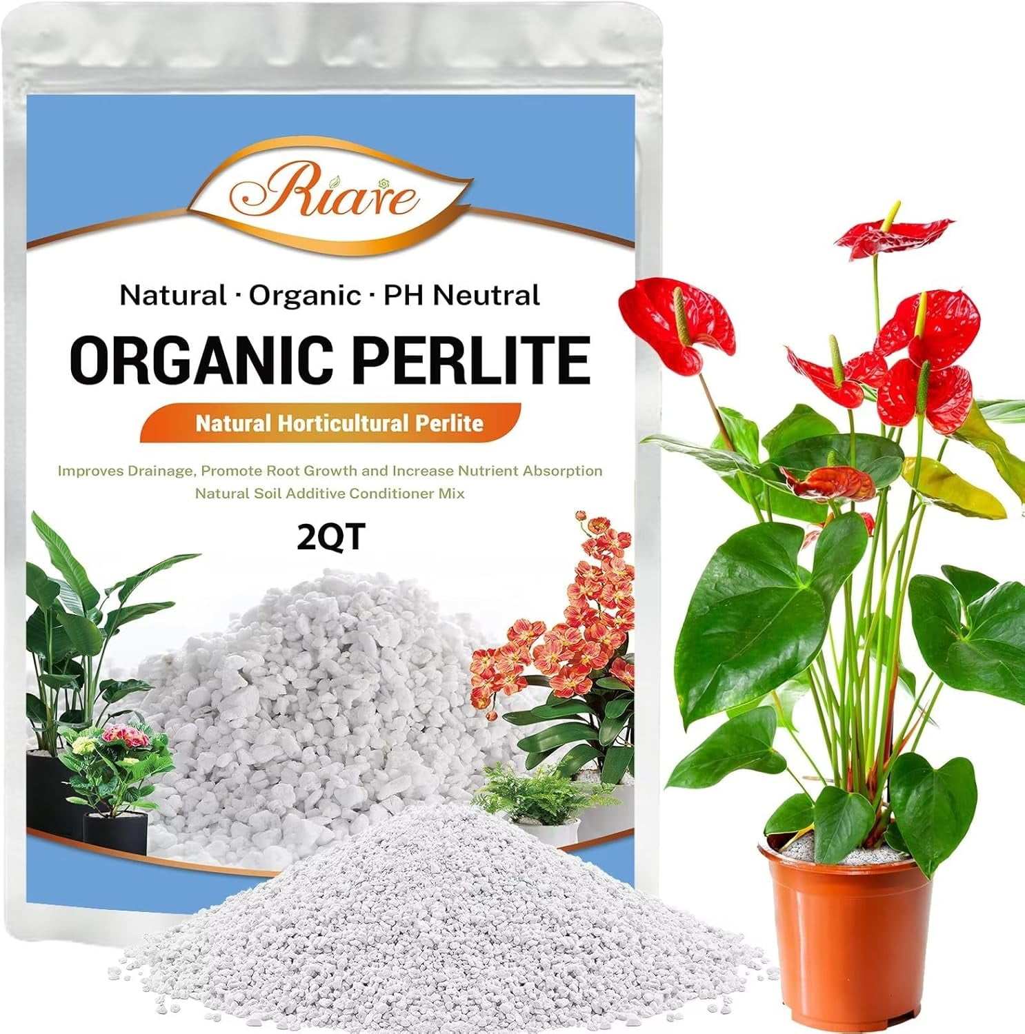 2 Quarts Organic Perlite for Plants - Horticultural Perlite Soil ...