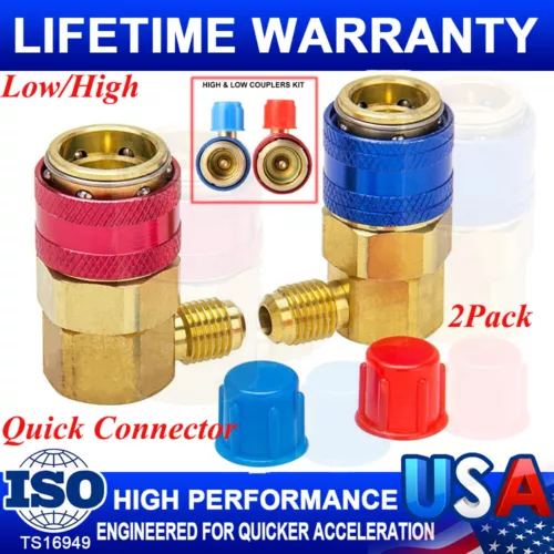 2 Quick Connector Adapter Conversion Coupler Auto A/C Manifold Gauge Low/High Ac - Walmart.com
