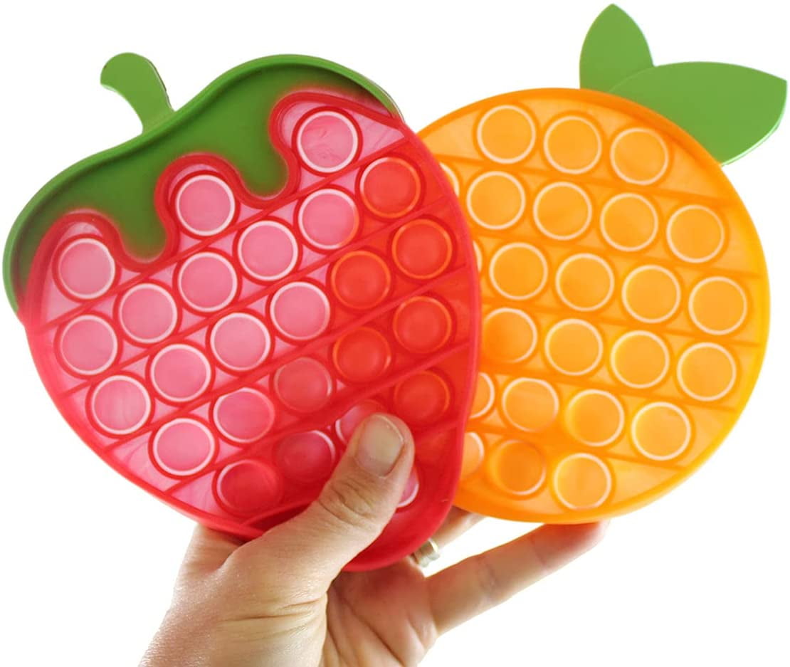 2 RANDOM Cute Fruit Shaped Pop Silicone Push Poke Bubble Wrap Fidget ...
