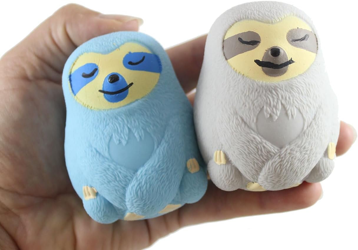 2 RANDOM Marshmallow Sloth Animal Stress Balls - Ultra Soft Kneadable ...