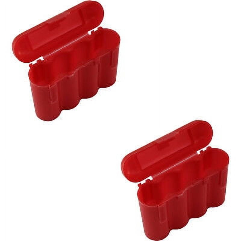 2 RED AA AAA BATTERY BATTERY PLASTIC STORAGE CASE HOLDER BOX USA SHIP ...