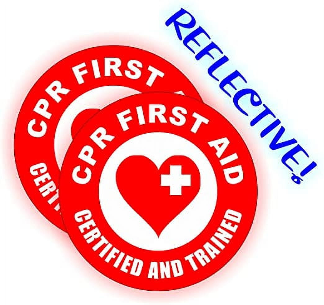 (2) REFLECTIVE - CPR FIRST AID Certified Hard Hat Stickers | EMT AED ...