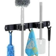 2 Racks and 3 Hooks Mop and Broom Holder Wall Mount, Self Adhesive ...