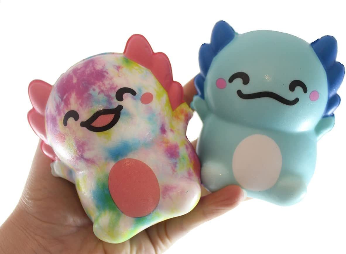 2 Random Color Axolotl 4" Slow Rise Squishy Toys - Memory Foam Party ...