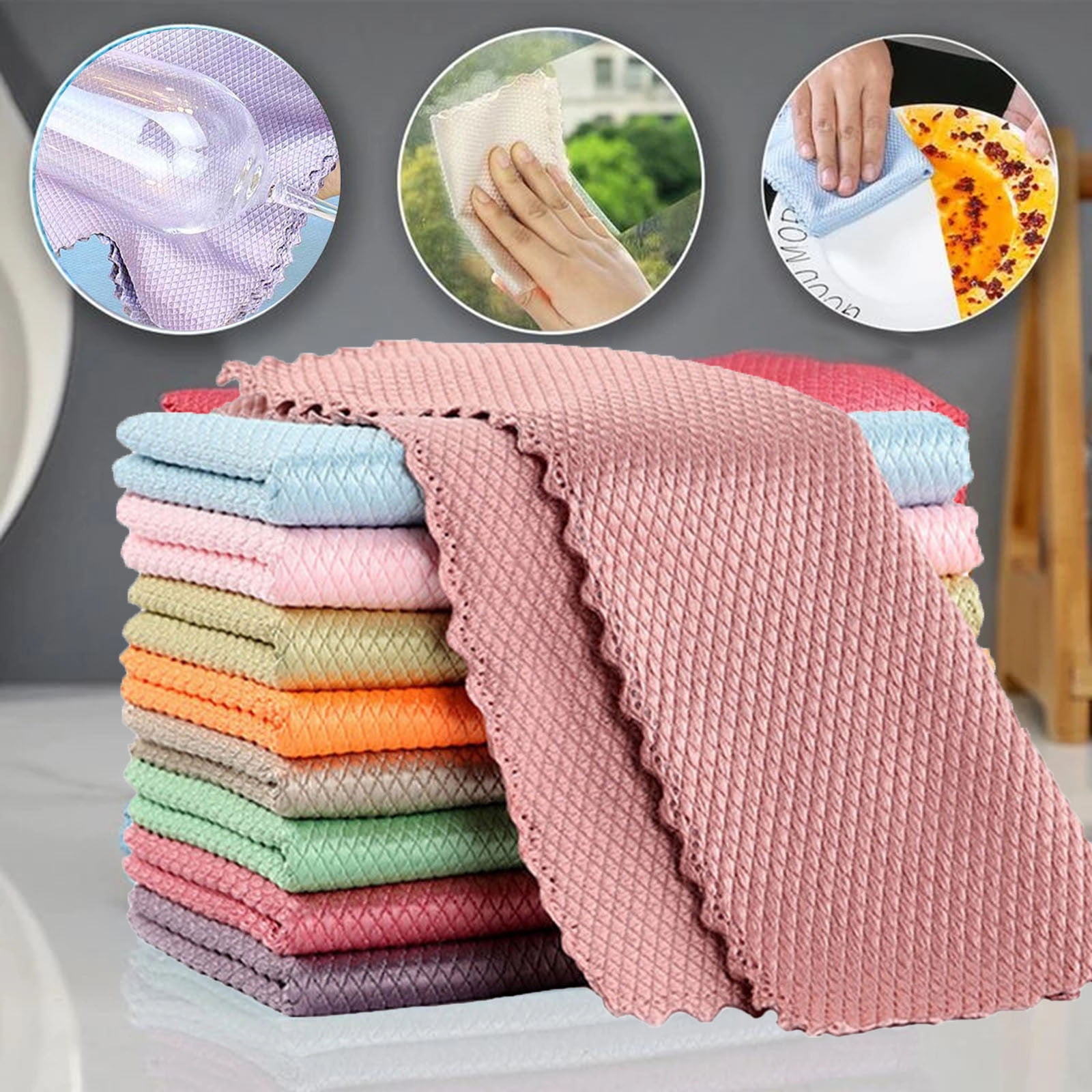 2 Random Color Kitchen Cloths with Towels and Microfiber Cloths for ...