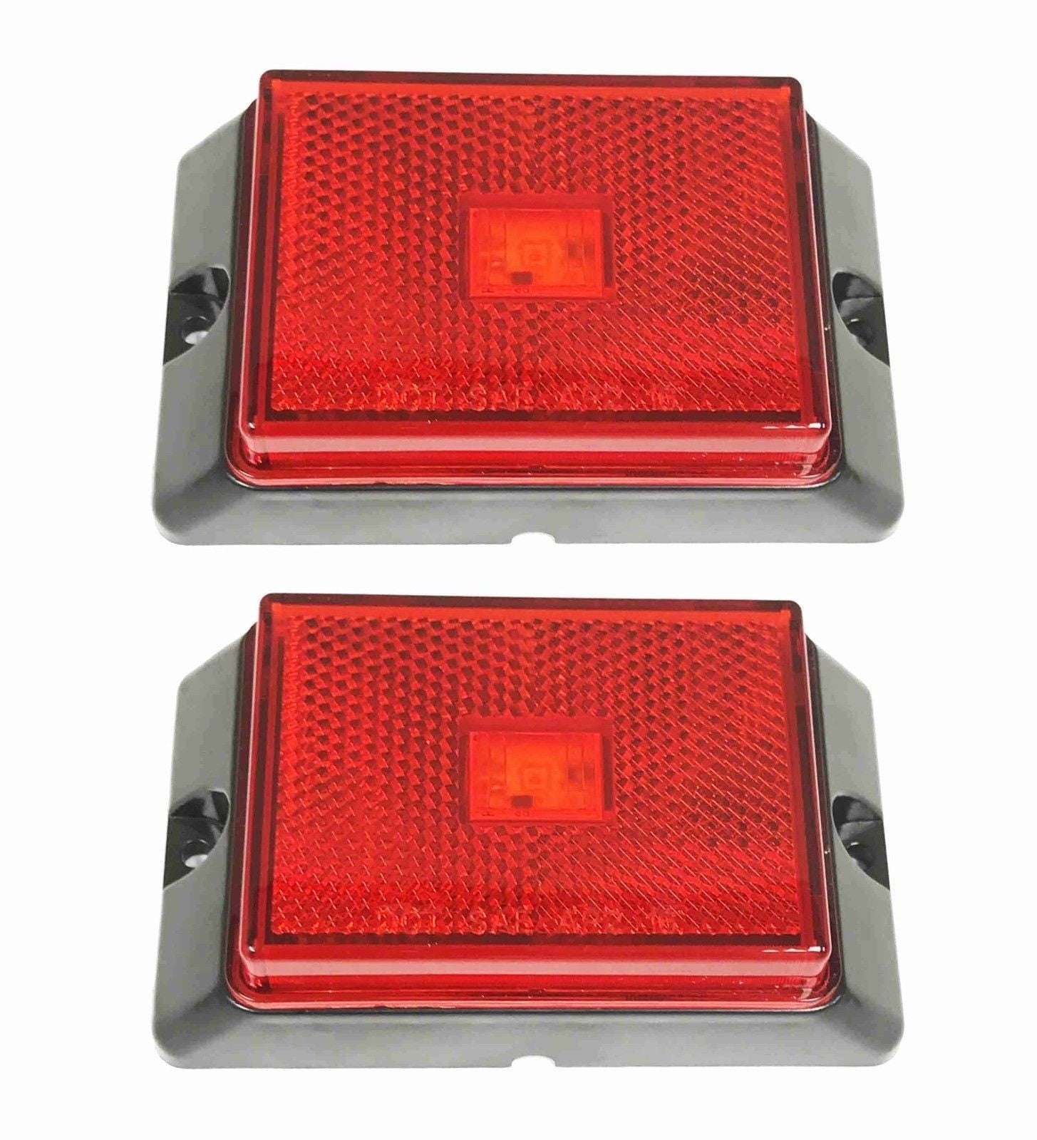 (2) Red 2" Square LED Trailer Side Marker Lights Surface Mount - 24042 ...