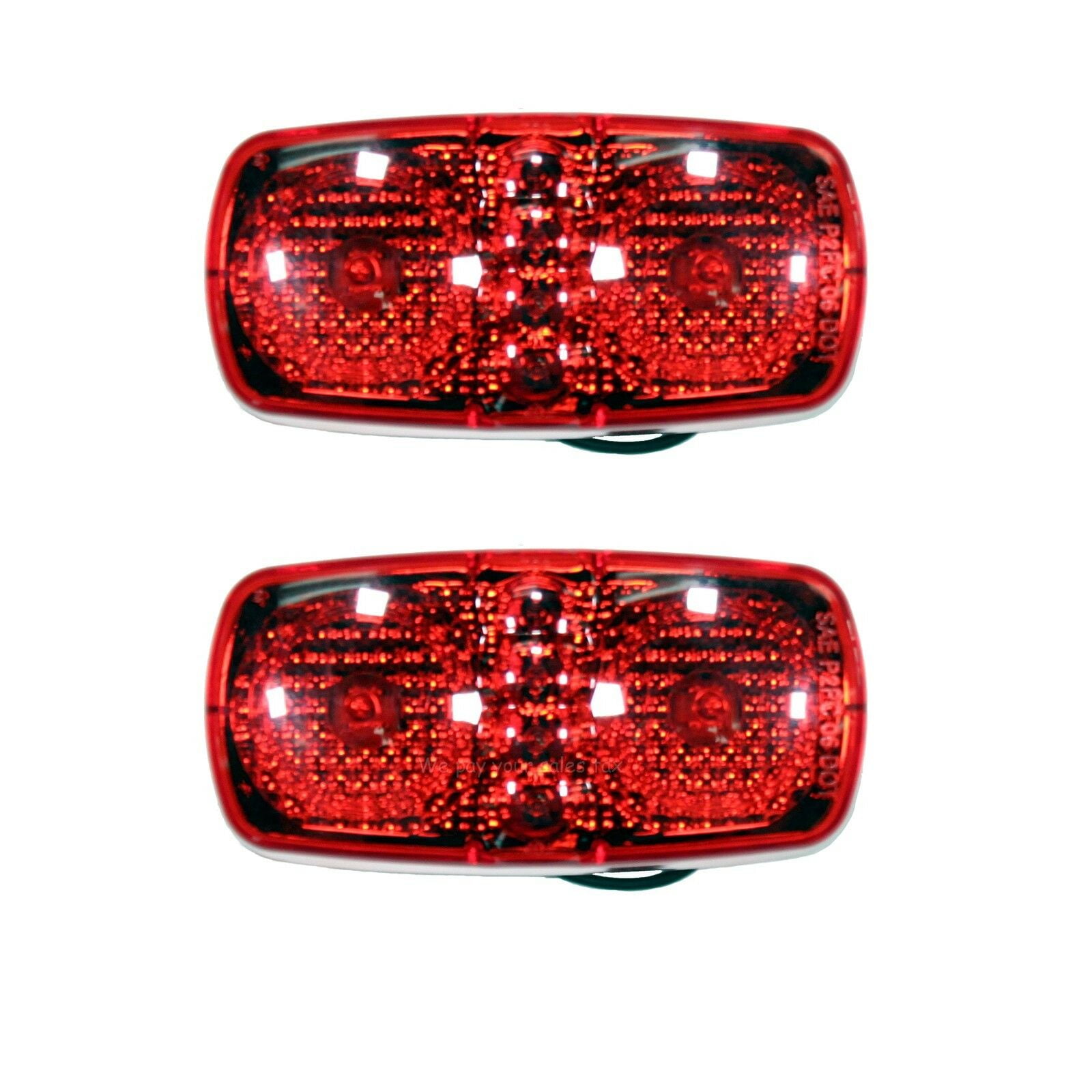 2 Red 4" LED Duo Clearance Fender Side Marker with Reflex Truck Trailer ...