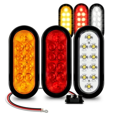 Set of 2 Steel Trailer Light Boxes w/6" LED Oval Tail Lights & 2" LED ...